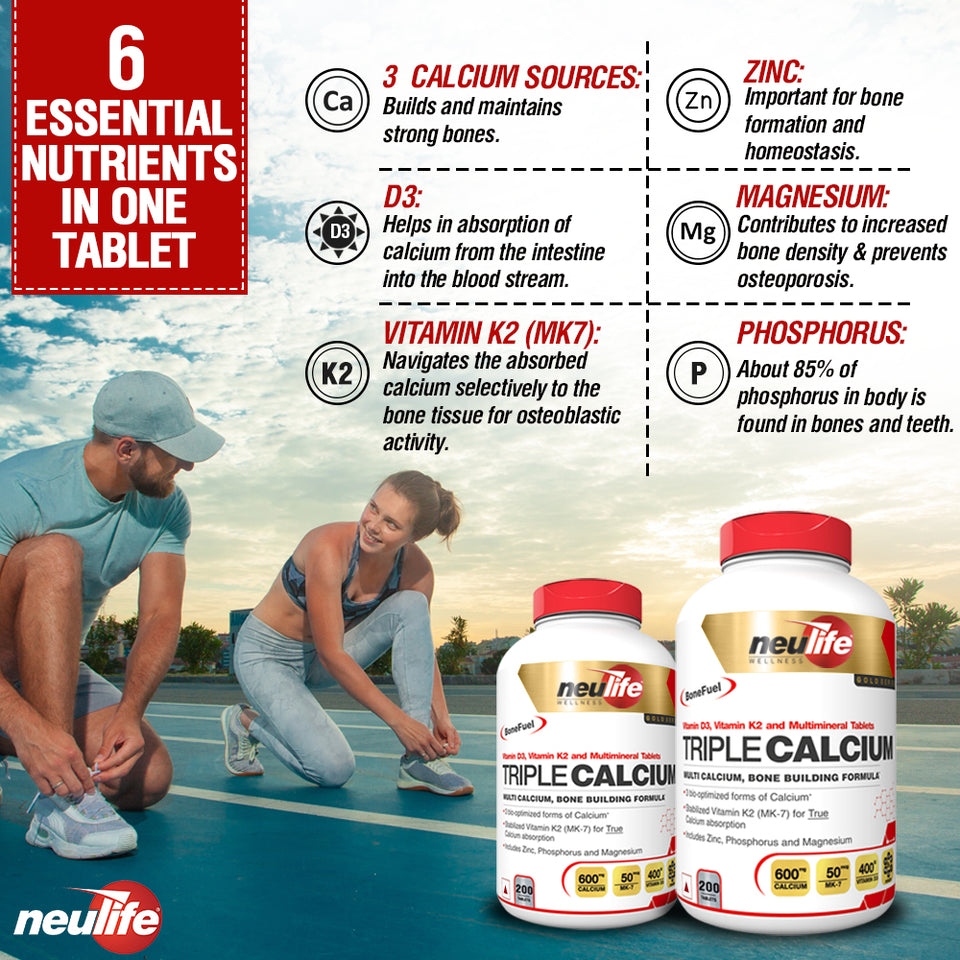 Triple-Calcium with Vitamins K2, D3 & Zinc – Neulife